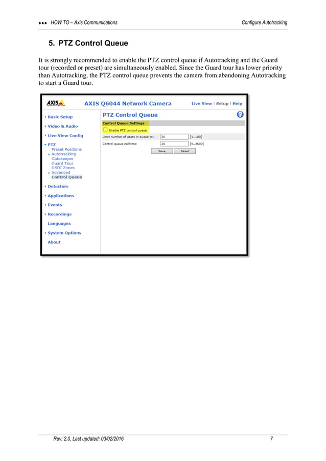 AXIS_PTZ_Autotracking_configurationhelp | PDF