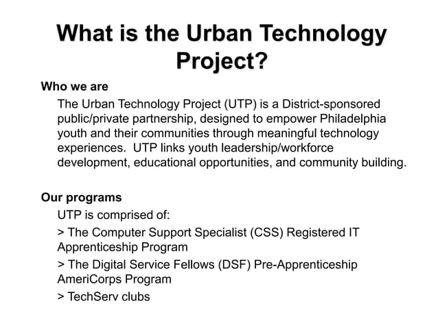 UTP Presentation CC meeting | PPT