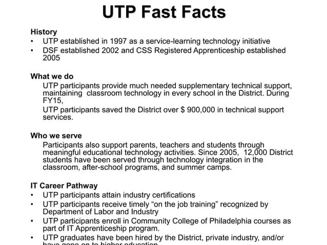 UTP Presentation CC meeting | PPT