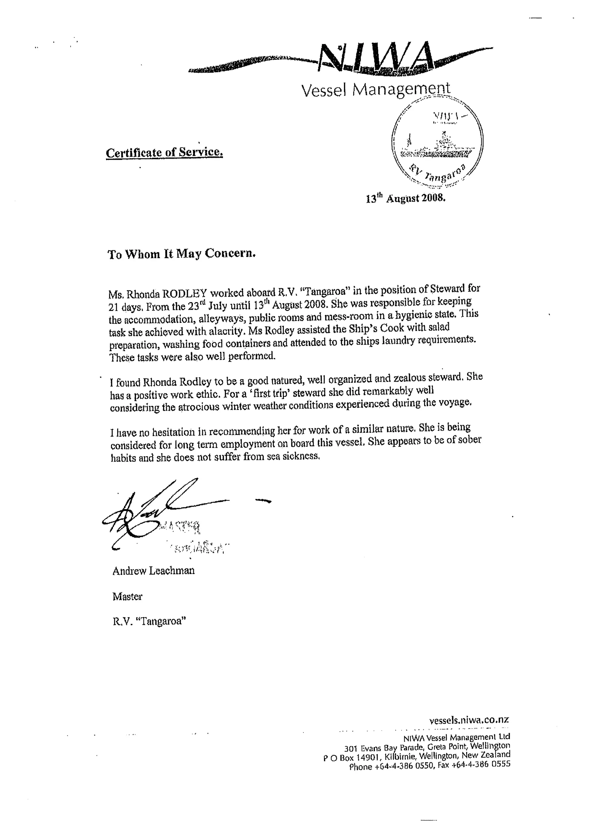 Cert of Service & Reference letters | PDF