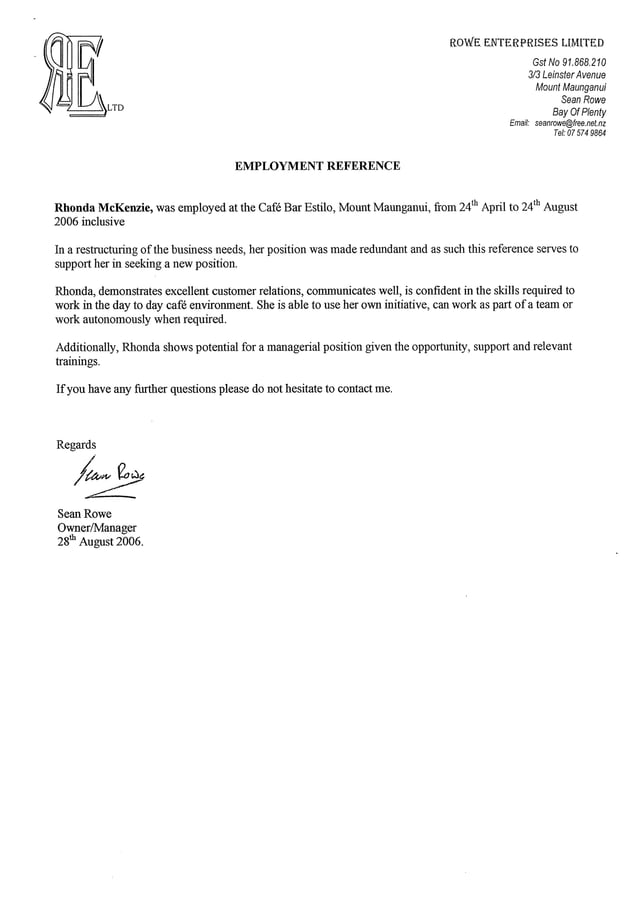 Cert of Service & Reference letters | PDF