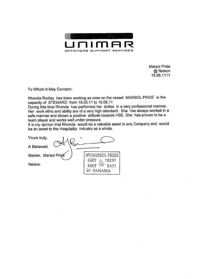 Cert of Service & Reference letters | PDF