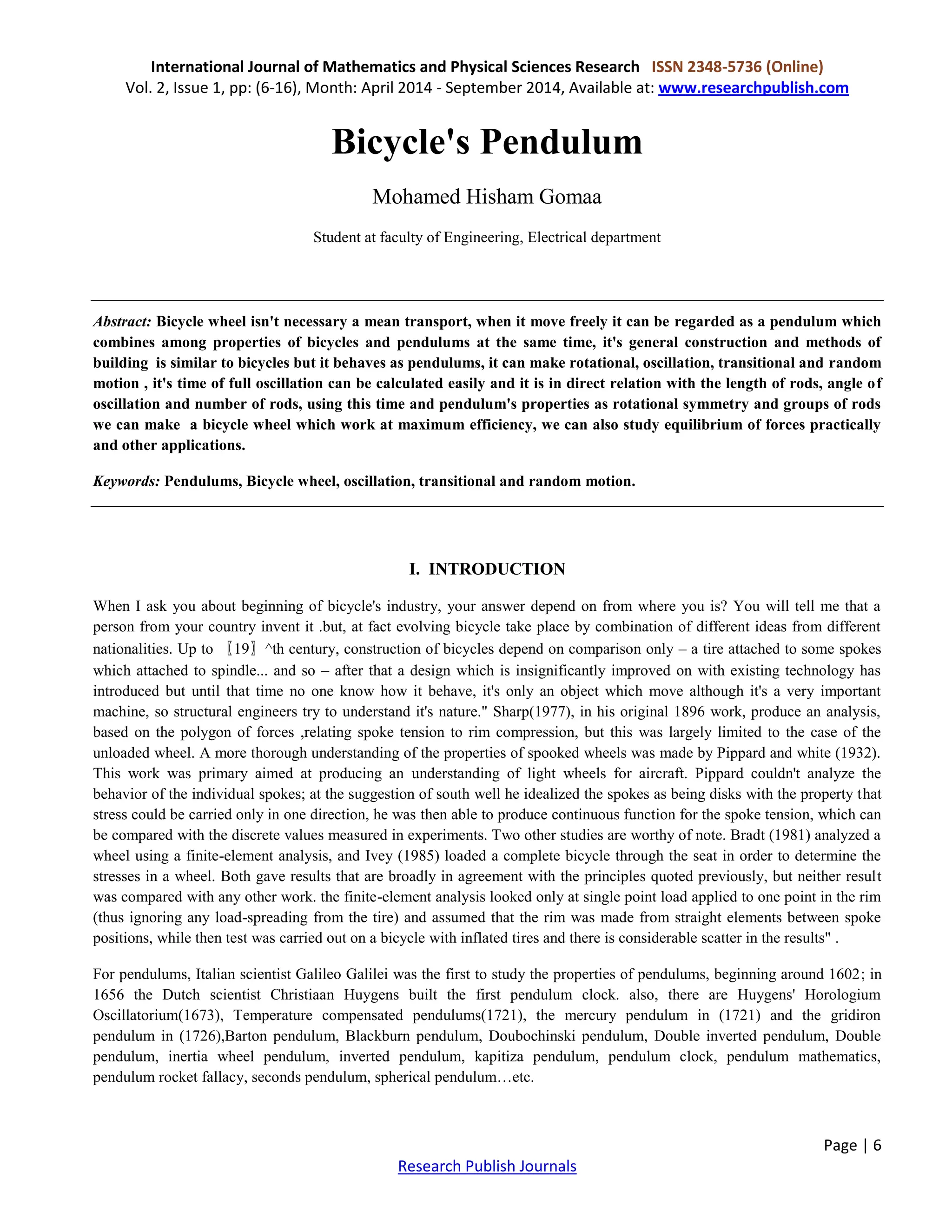 Bicycles Pendulum-214 | PDF