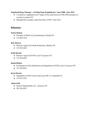 Stagehand Resume | PDF