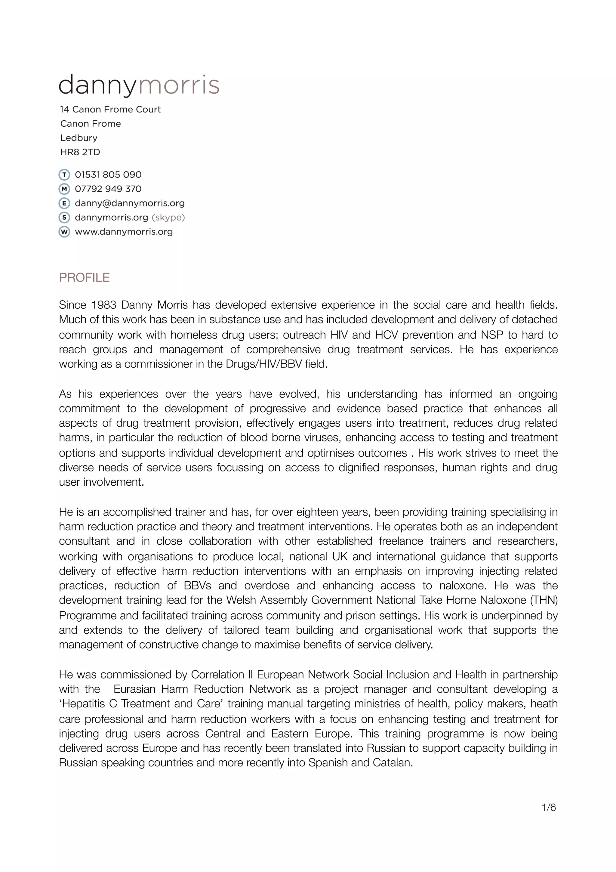 Danny Morris Resume 2016 | PDF