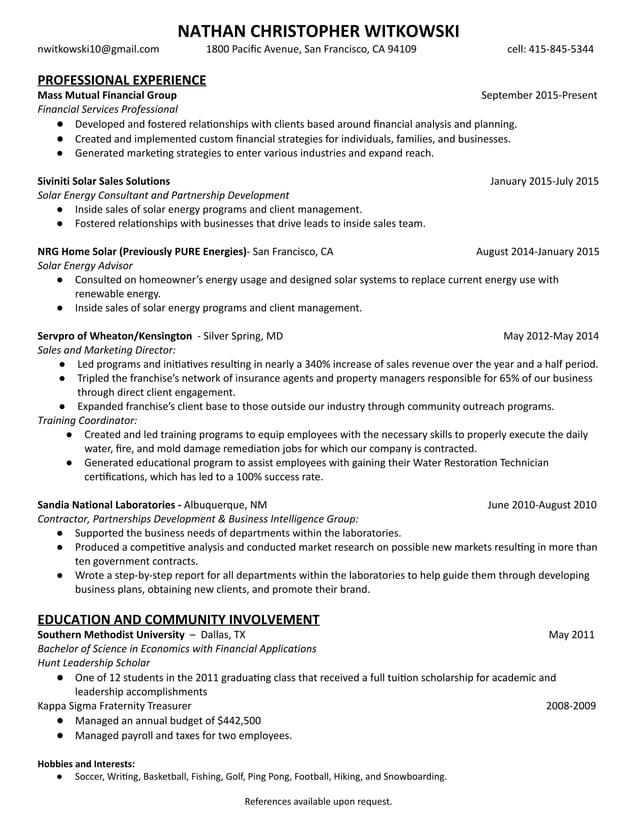 Resume Nathan Witkowski | PDF