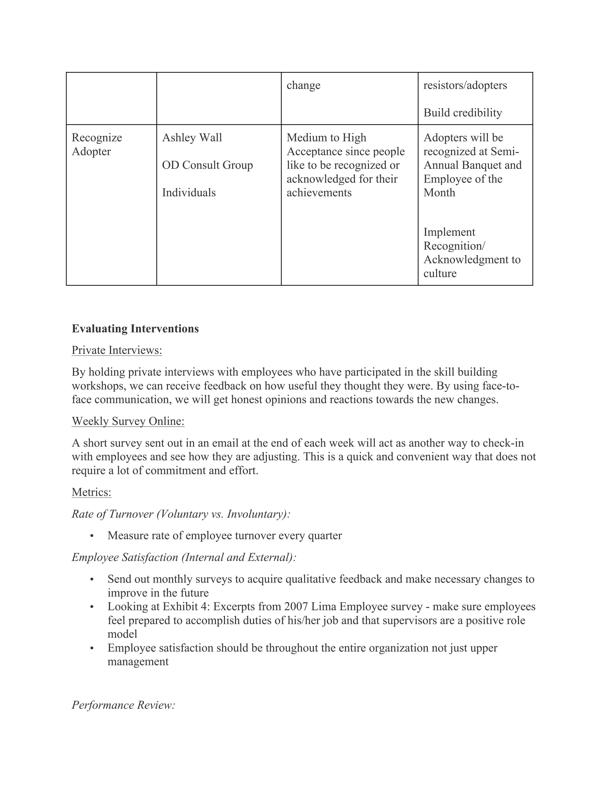 Treadway Tire Company Implementation Plan FINAL | PDF