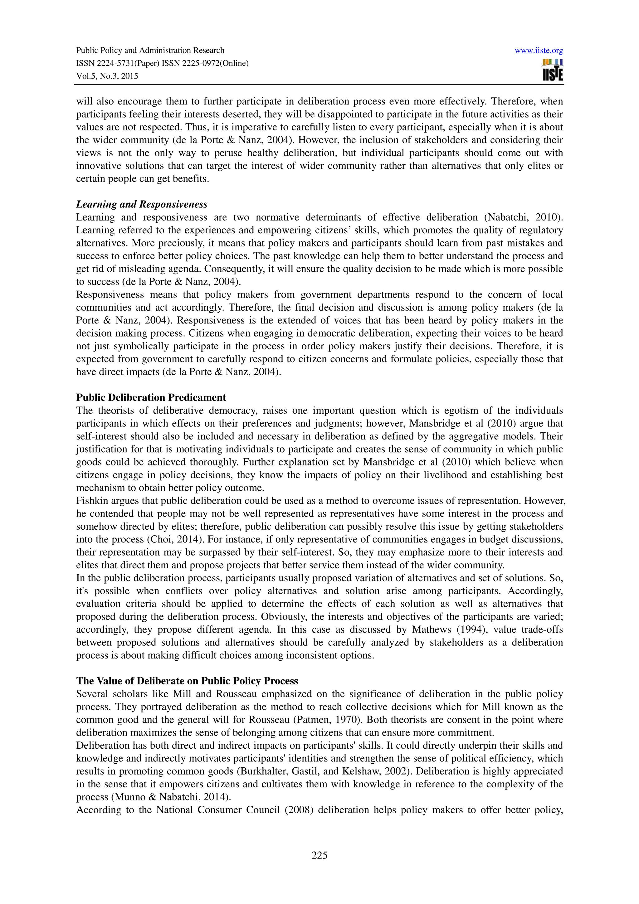 The Use of Deliberative Democracy | PDF