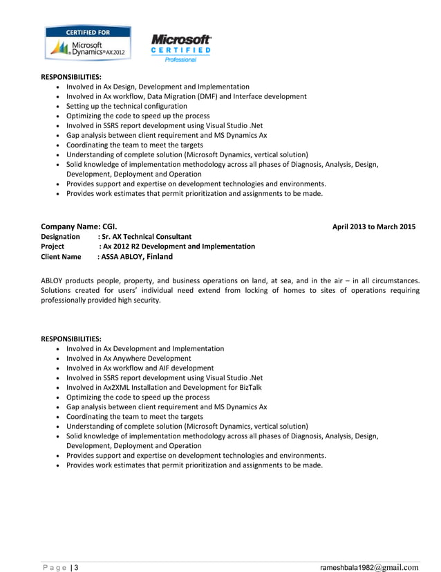 Ramesh_MS Dynamics AX | PDF