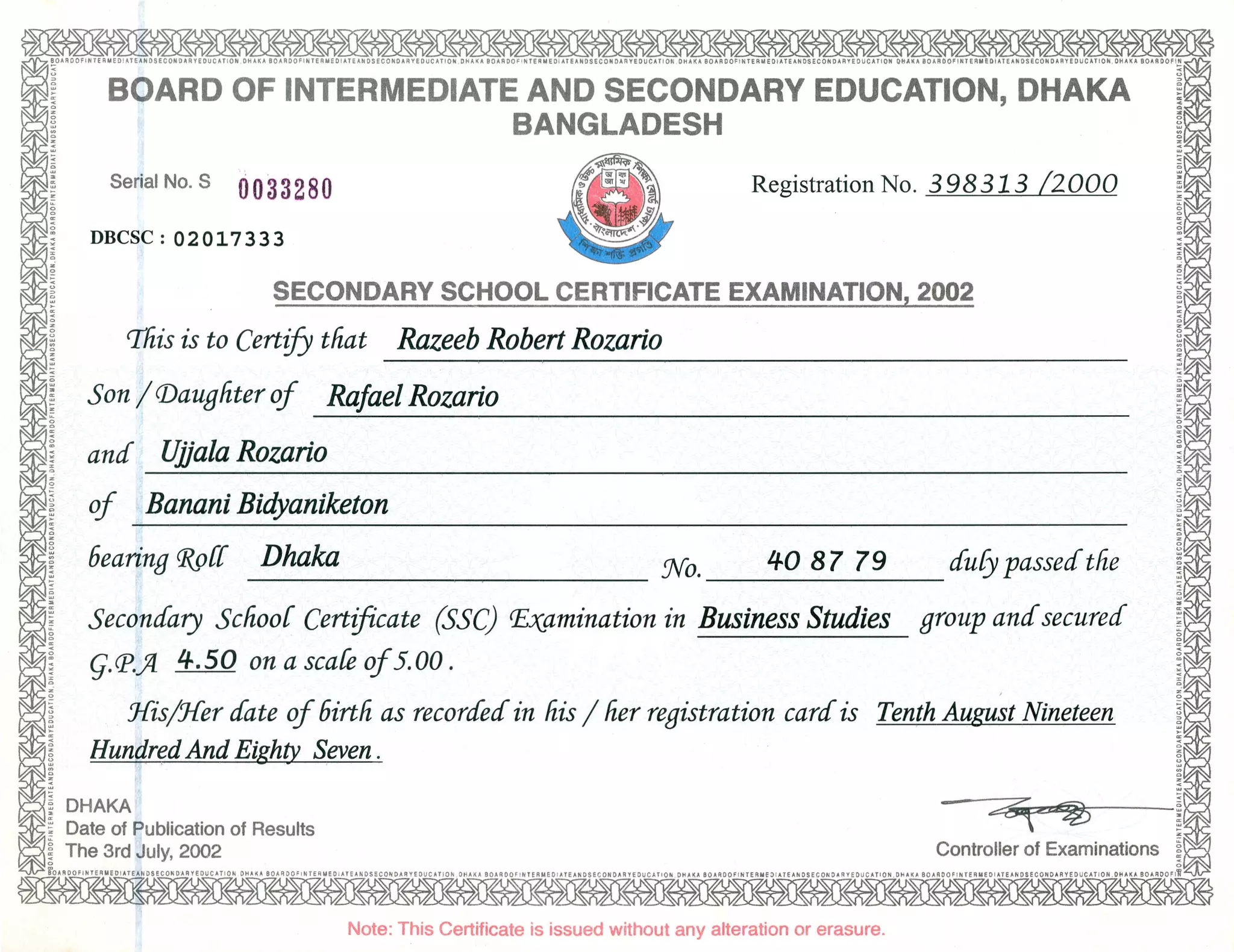 S.S.C. Certificate0001 | PDF