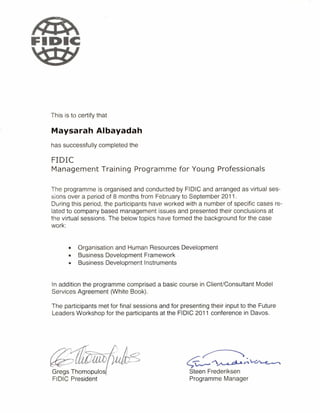 FIDIC Certificate YP @ White | PDF