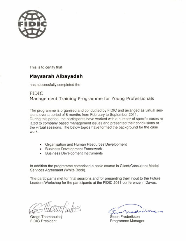 FIDIC Certificate YP @ White | PDF | Business Expos & Conferences | Events