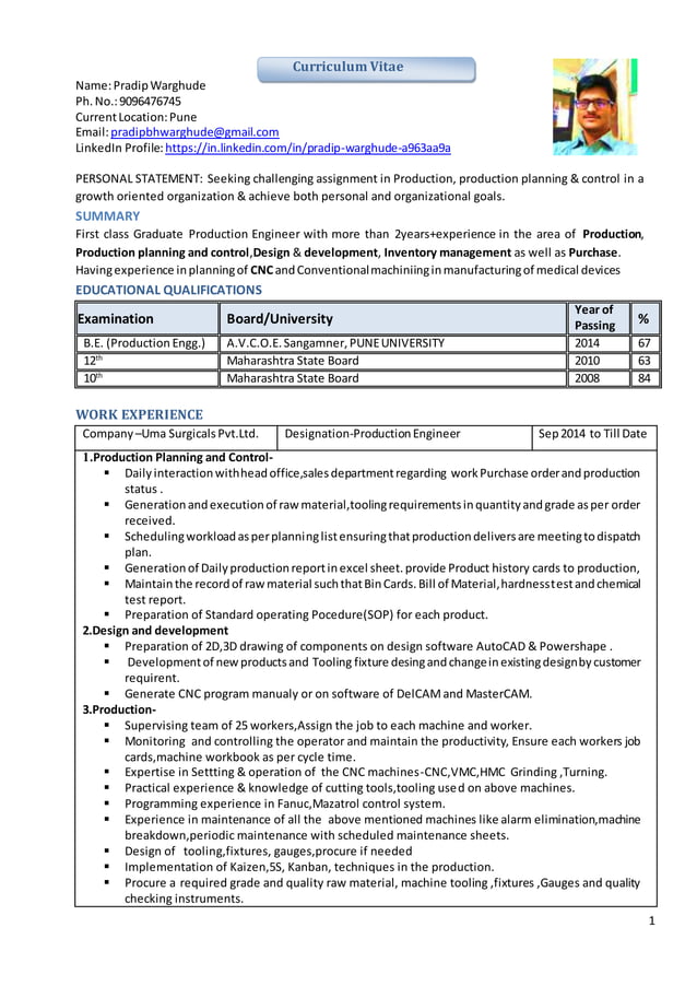 Pradip Warghude CV | DOCX | Business | Business and Finance