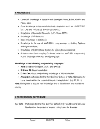 CV of Nelson in English act1 2017 | PDF