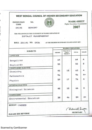 HS Marksheet | PDF