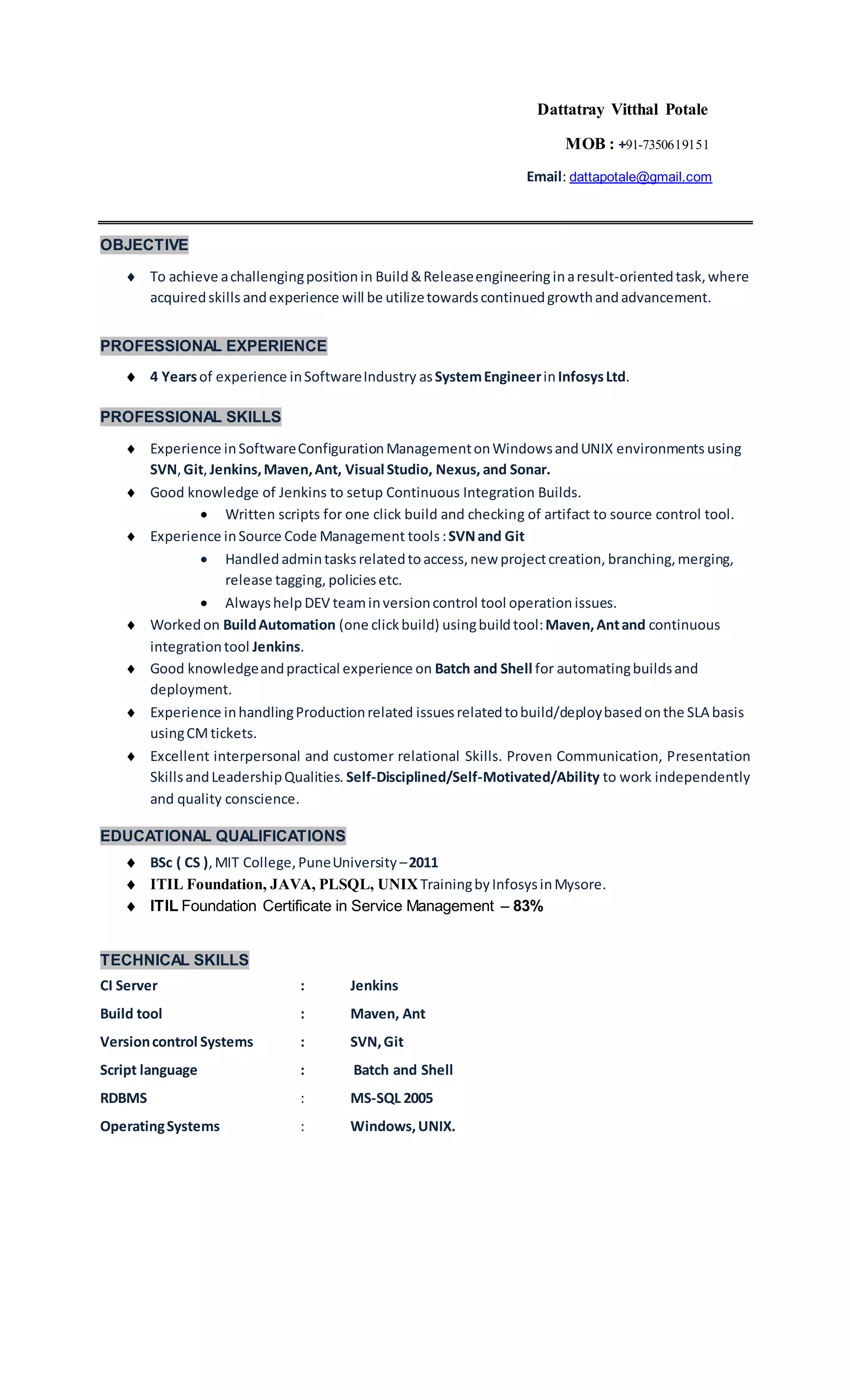 DevOps - Dattatray_Vitthal_potale | DOCX | Computing | Technology & Computing