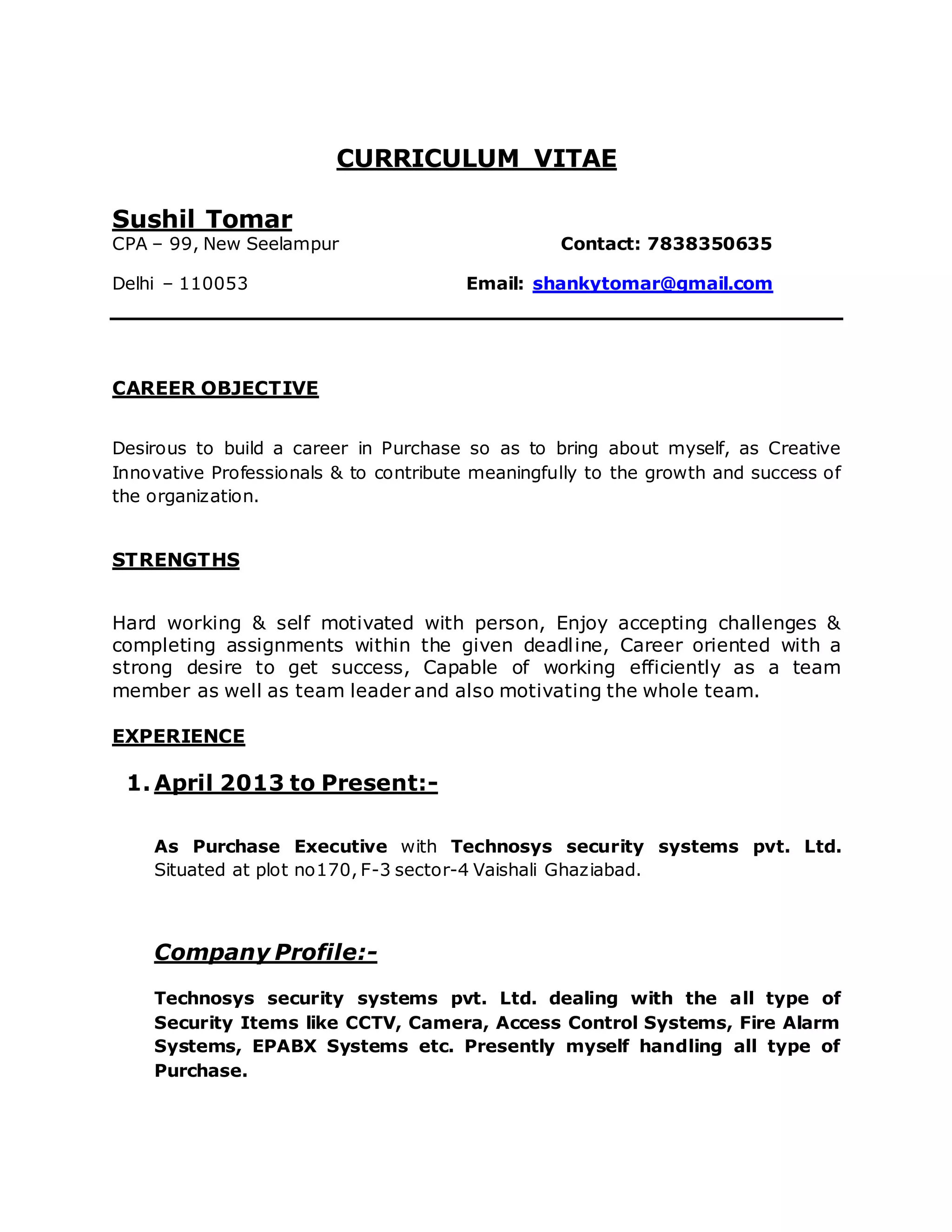 Sushil Tomar (resume) | PDF