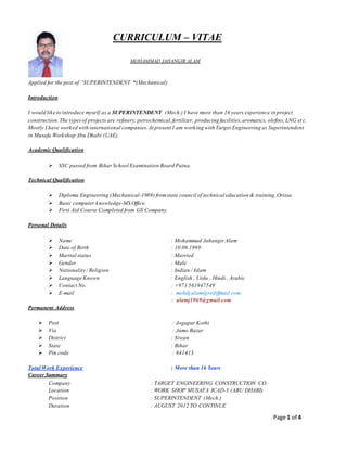 MOHD.J.ALAM CURRICULUM-VITAE | PDF