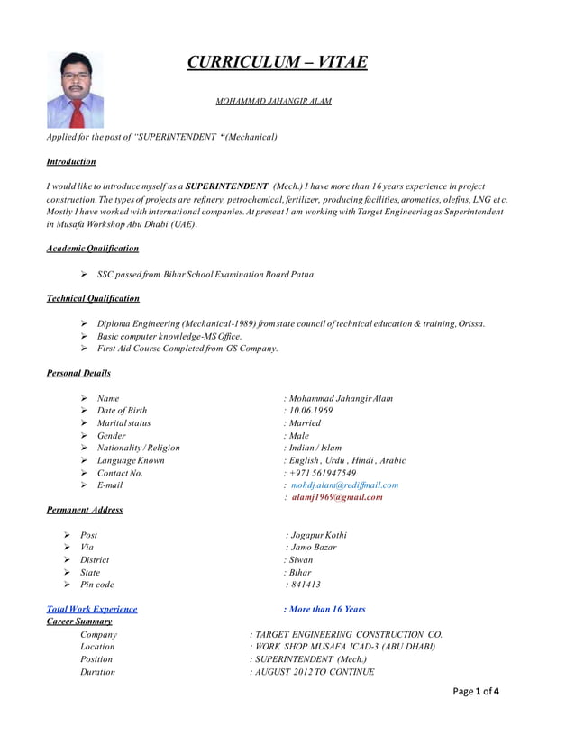 MOHD.J.ALAM CURRICULUM-VITAE | PDF