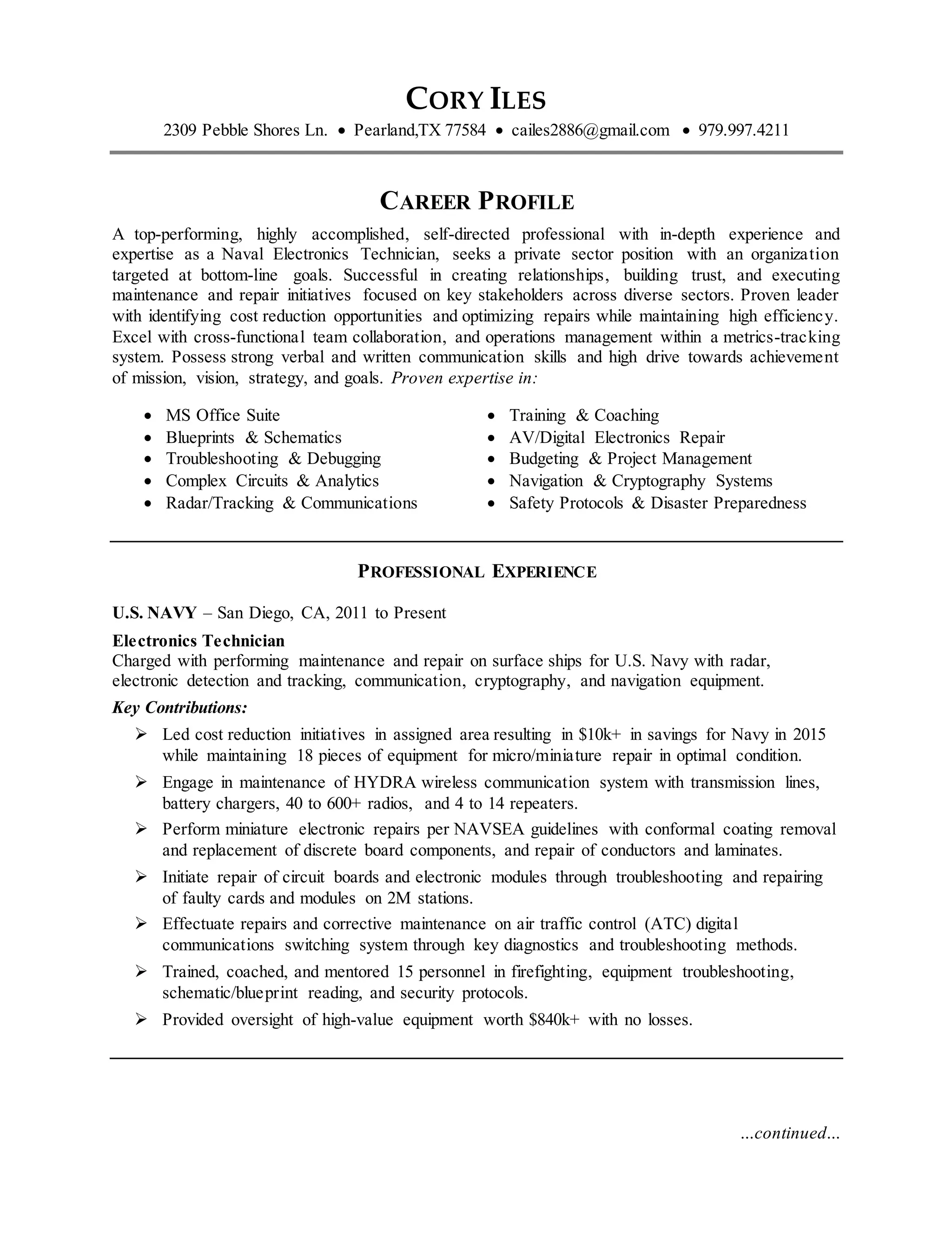 Cory Iles Resume 2016 | PDF