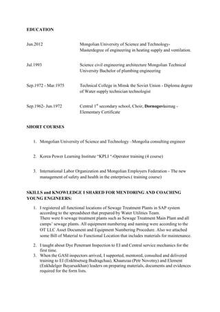 CV_sharaa | PDF | Civil Engineering Industry | Industries
