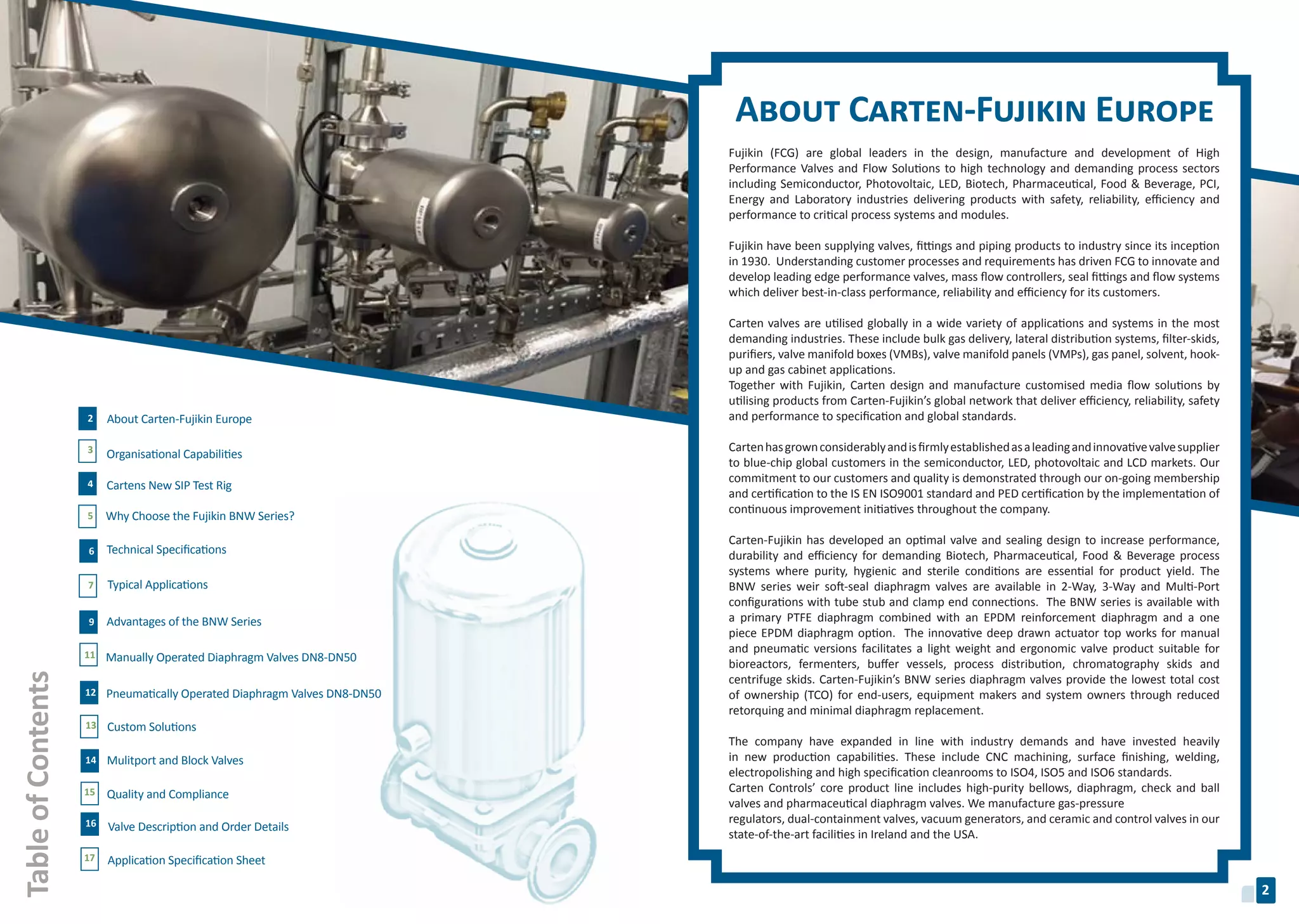 Carten-Fujikin BNW Series Diaphragm Valves | PDF