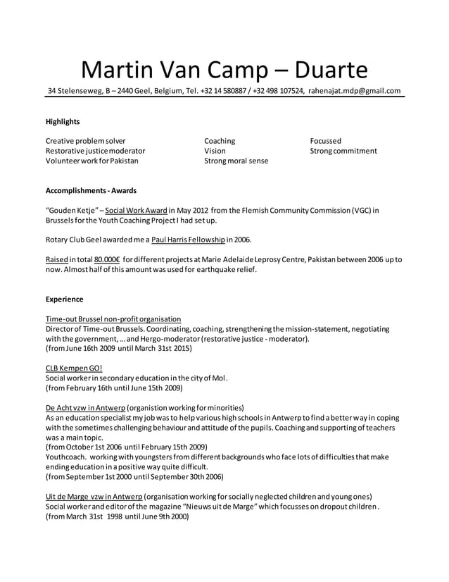 Martin Van Camp CV | PDF