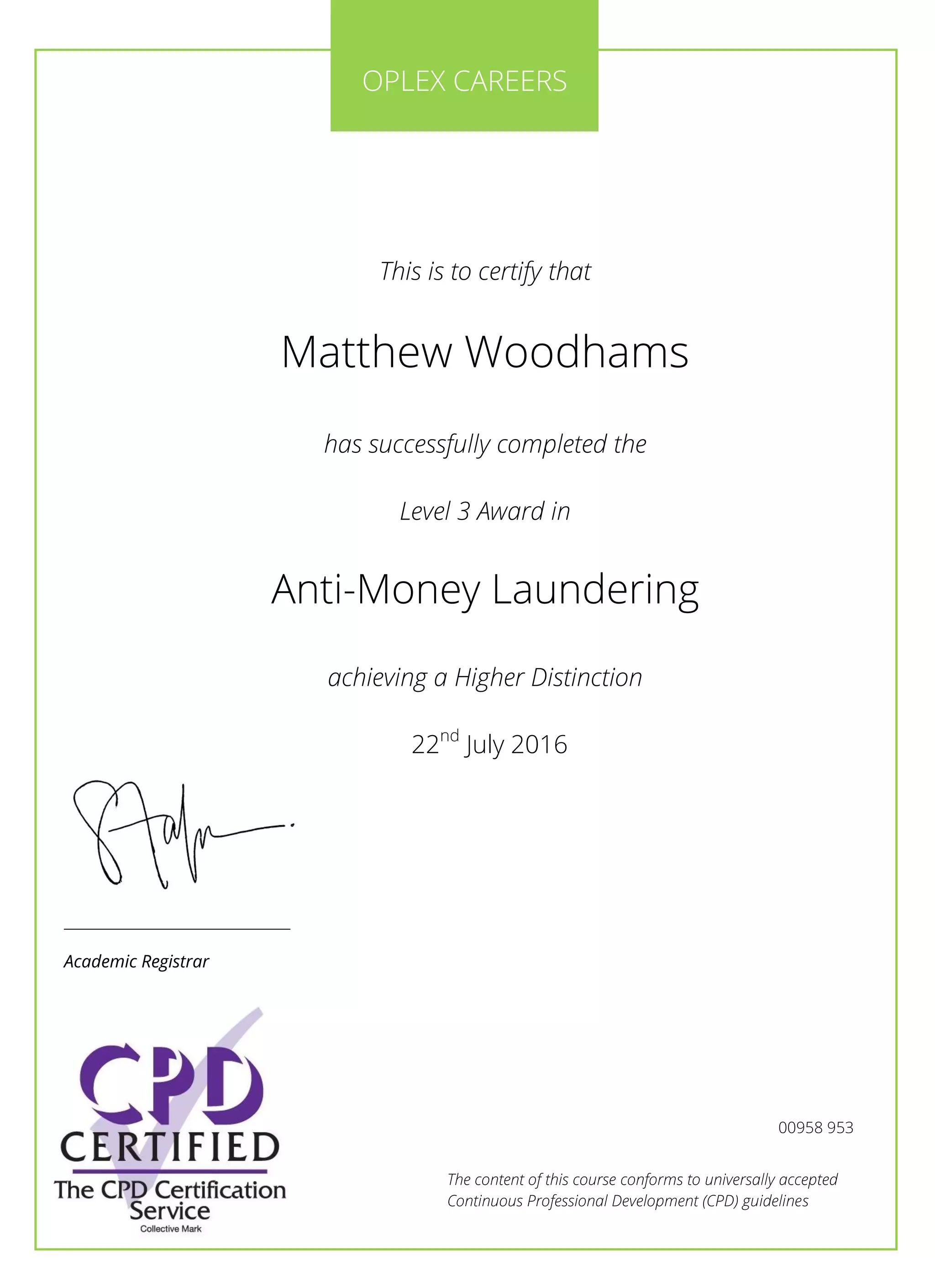 AML cert | PDF