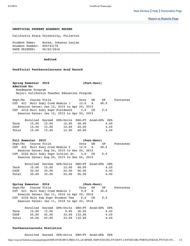 JHorne.CalStateTeach.CSUFTranscript | PDF
