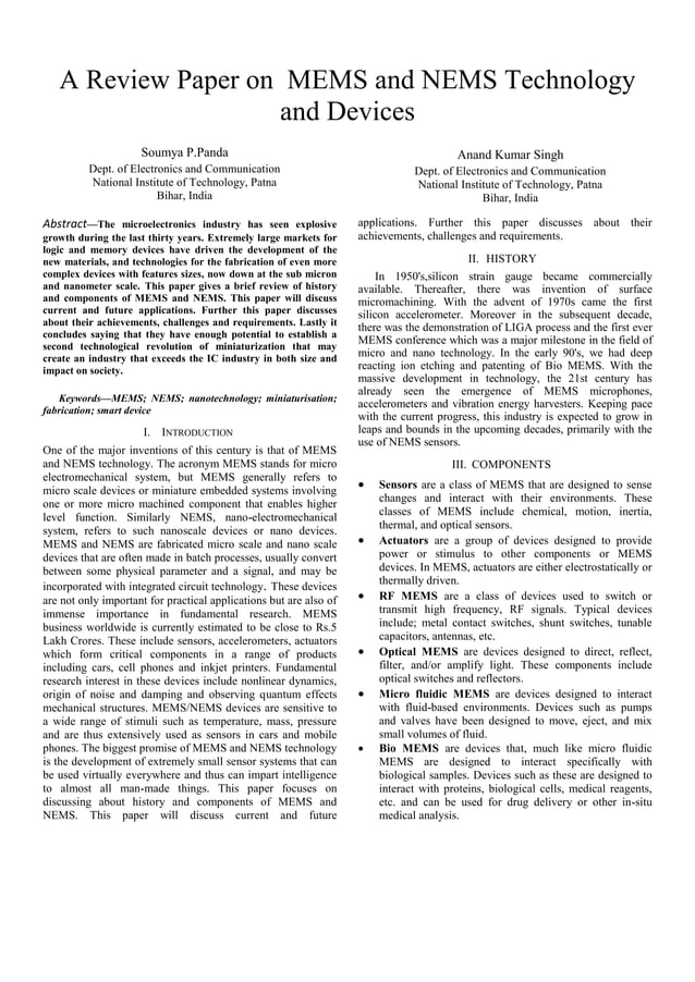NEMS MEMS PAPER | PDF