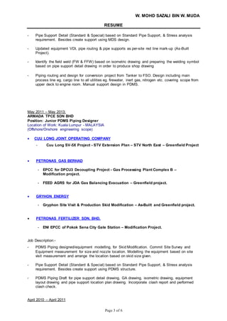Resume - Wan Sazali, PDMS Piping Designer | DOCX