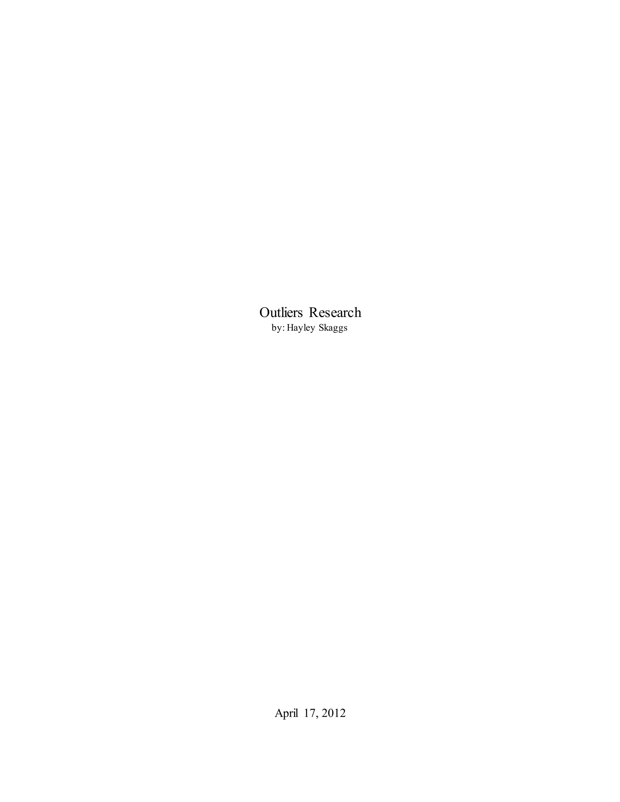 outliers final write up | PDF