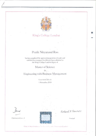Pratik Rao - MSc Degree & Transcript | PDF