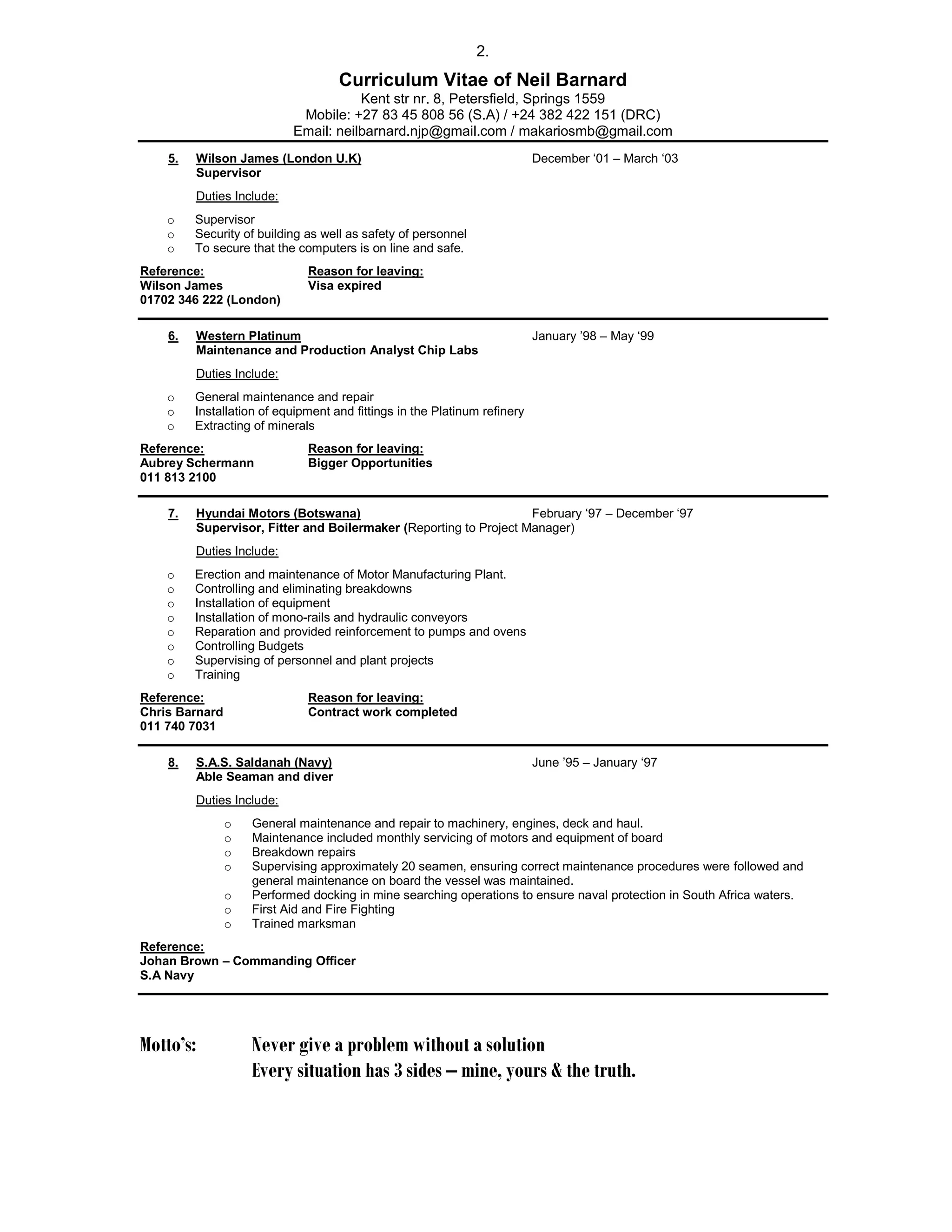 Curriculum Vitae of Neil Barnard - 2pg | PDF | Secondary Education | Education