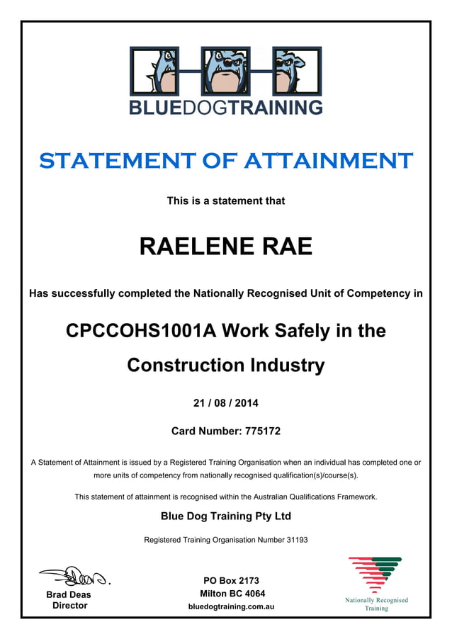 WHite Card Stat of Attainment 21Aug14 | PDF