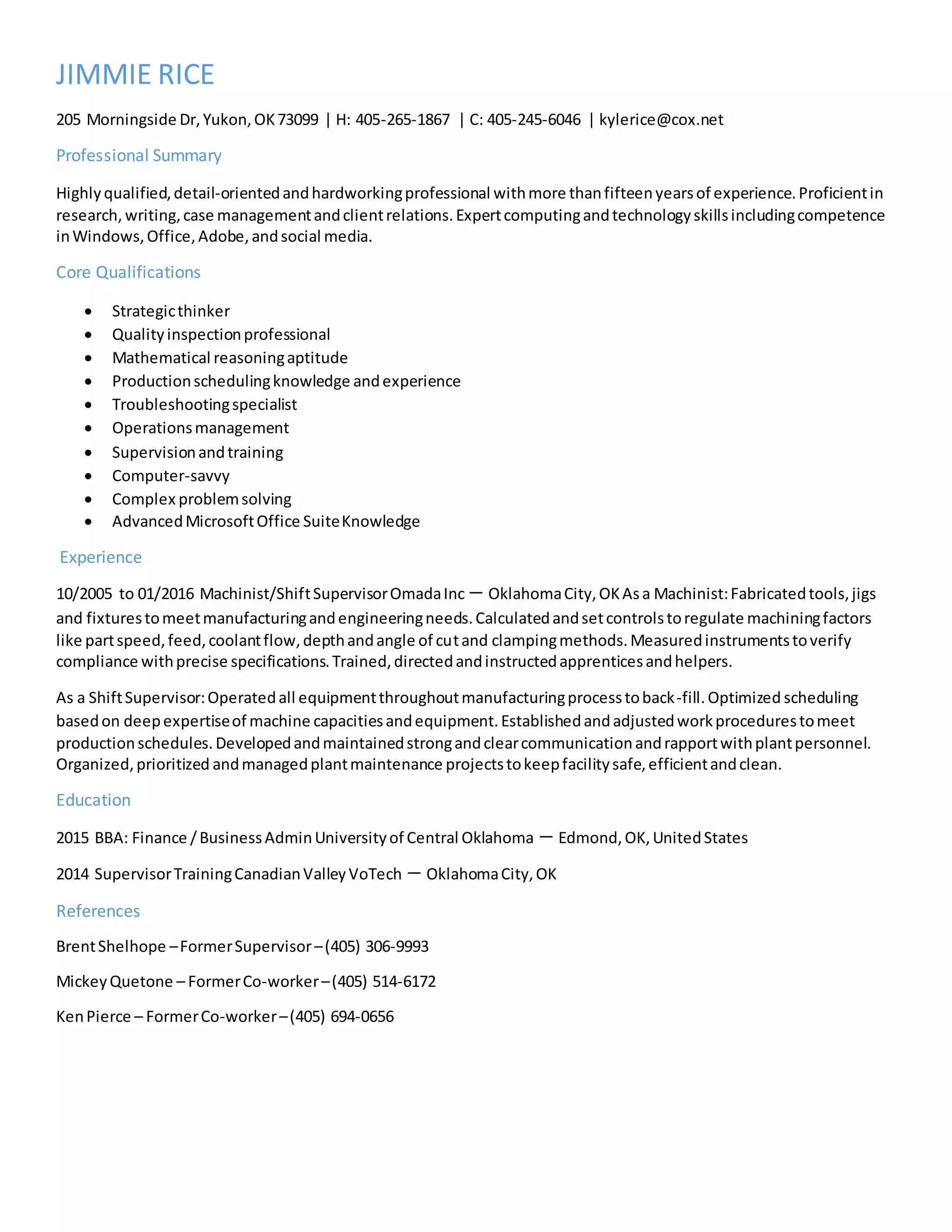 Jimmie Rice Resume | DOCX