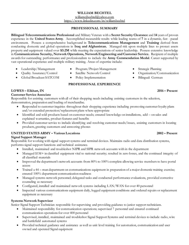 BECHTELL, WILLIAM_RESUME FINAL | DOCX | IT and Internet Support | Internet