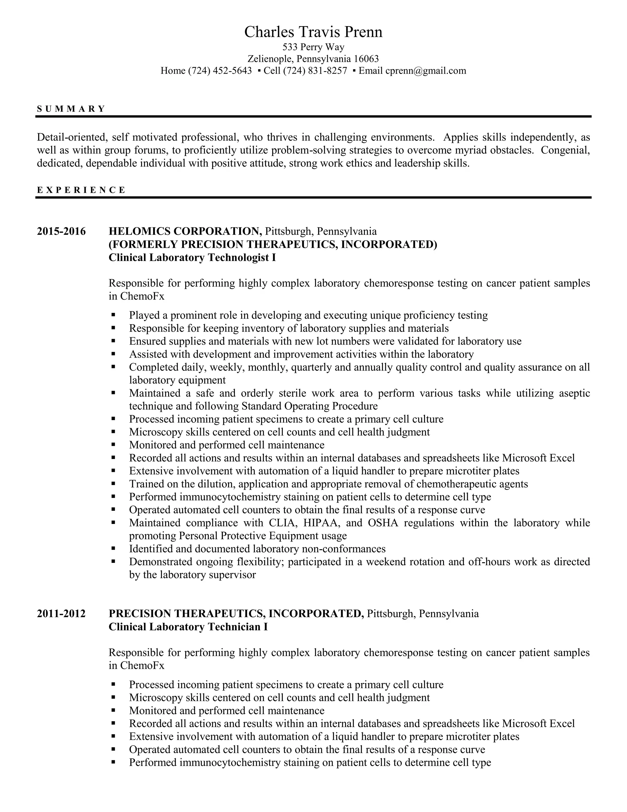 Charles Travis Prenn resume 7-6-16 | PDF