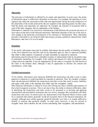 QUALITATIVE CHARACTERISTICS OF FINANCIAL STATEMENTS & CONSTRAINTS ON ...
