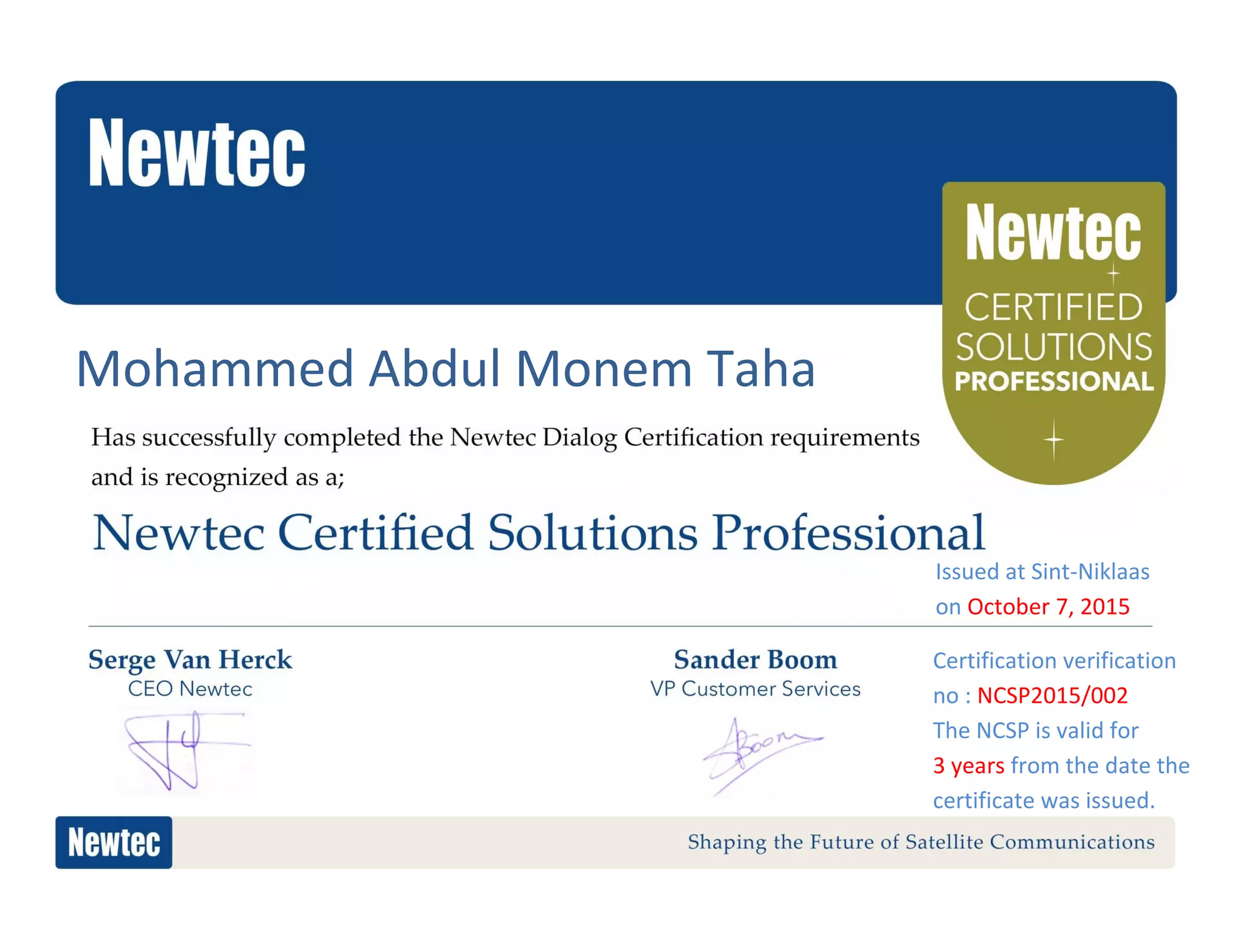 Dialog NCSP Certificate | PPT