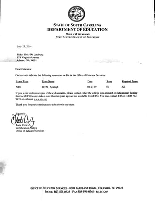 Spanish Certification Score Records | PDF