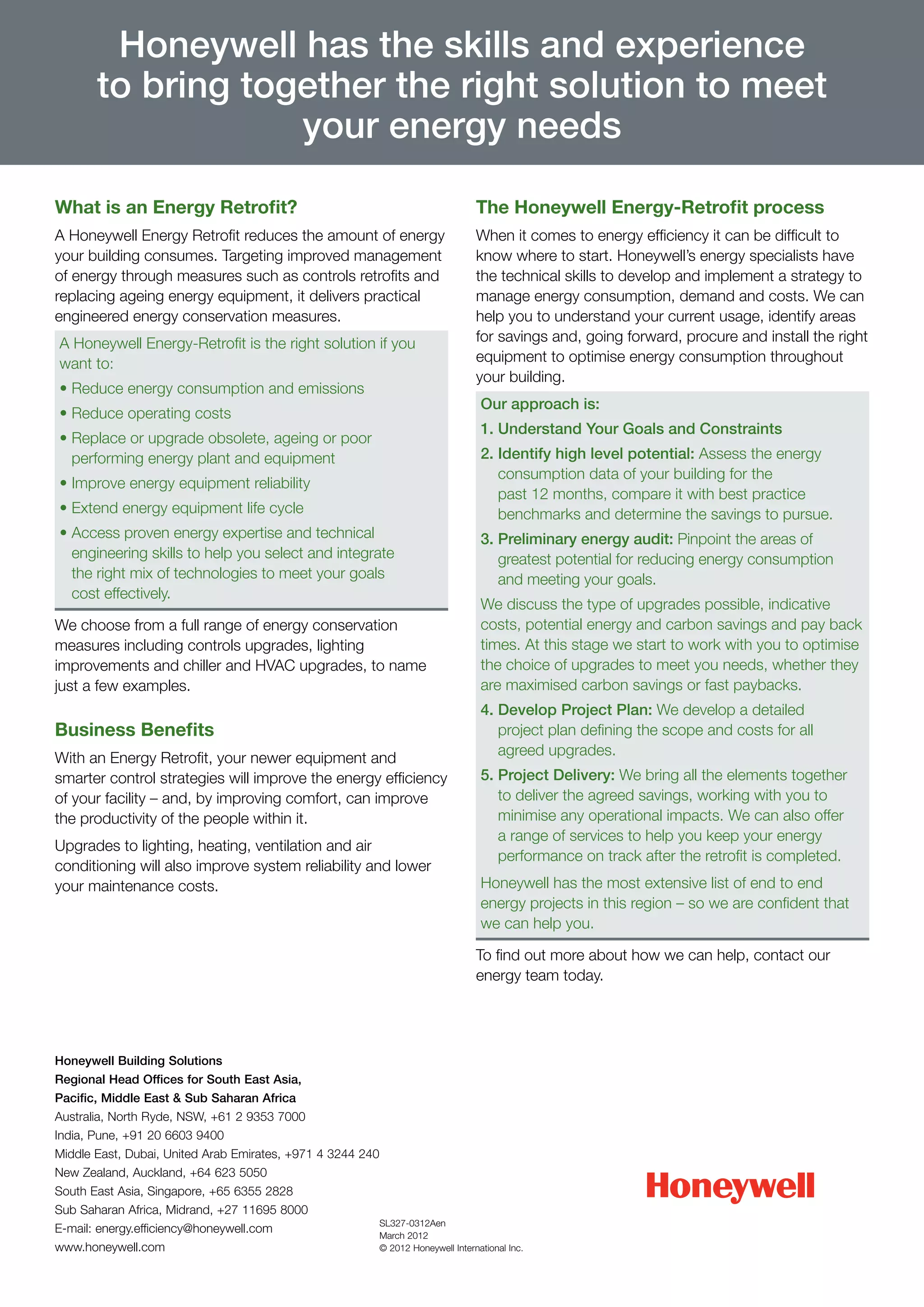 Honeywell Energy Retrofit Program | PDF