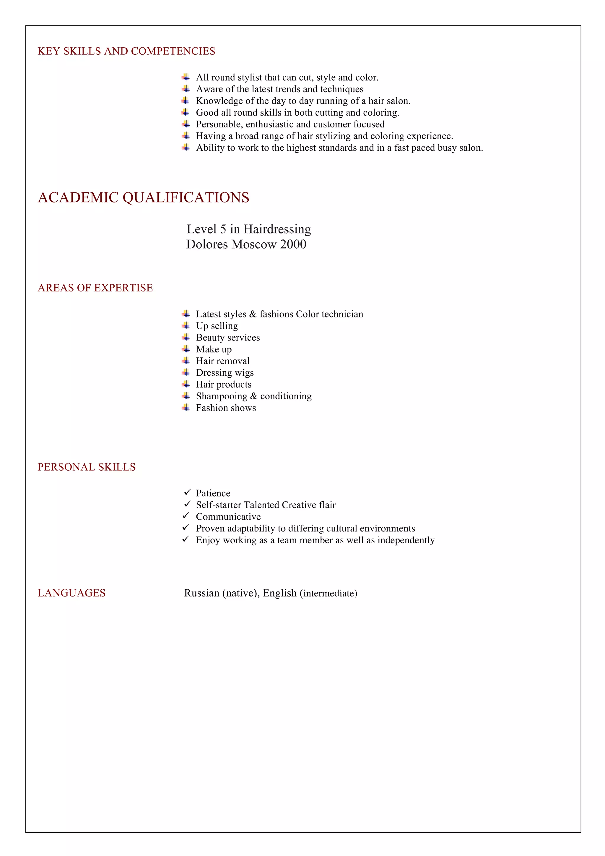 Hair stylist CV | PDF