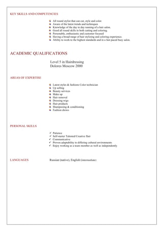 Hair stylist CV | PDF