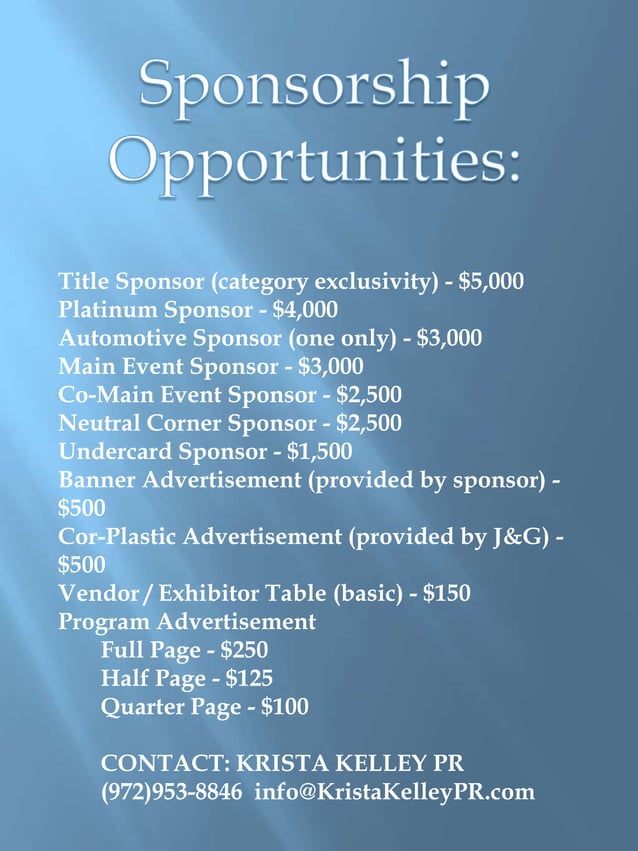 J&G Boxing Sponsorship Proposal | PPTX | Boxing | Sports