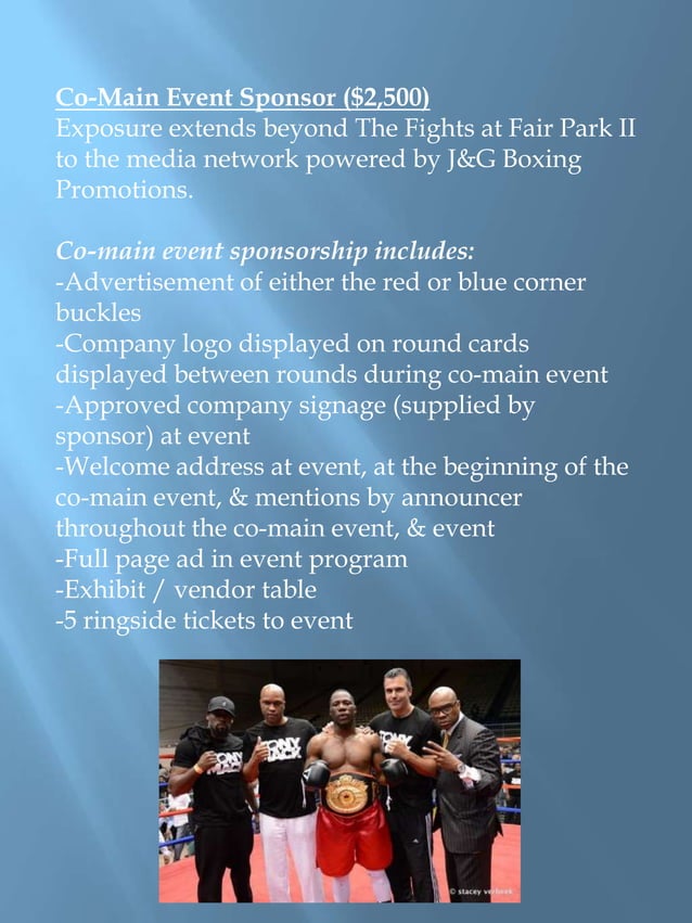 J&G Boxing Sponsorship Proposal | PPTX | Boxing | Sports
