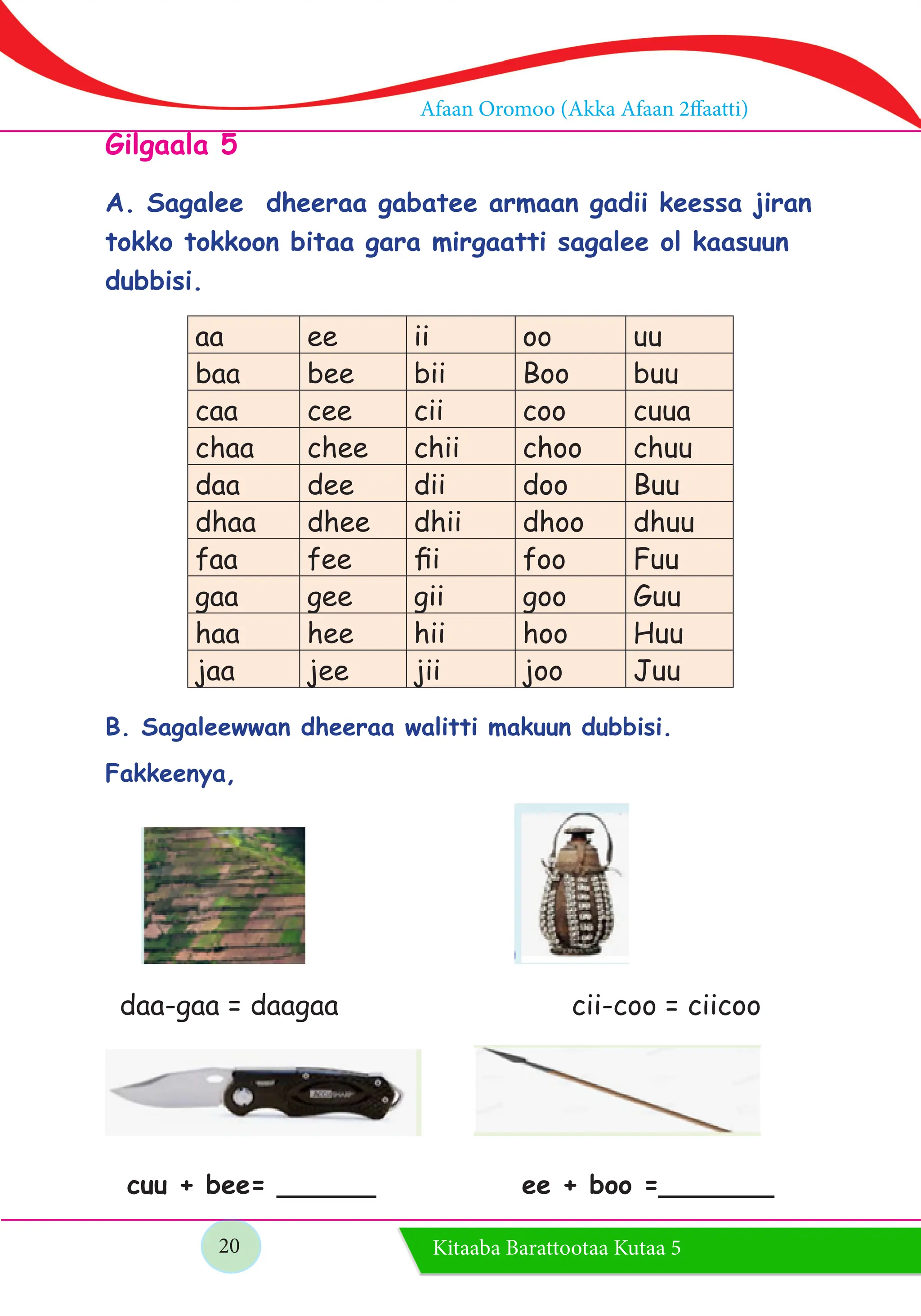 Afaan Oromoo Kutaa 5. kitaabaa barataa haaraa | PDF