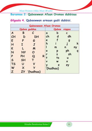 Afaan Oromoo Kutaa 5. kitaabaa barataa haaraa | PDF