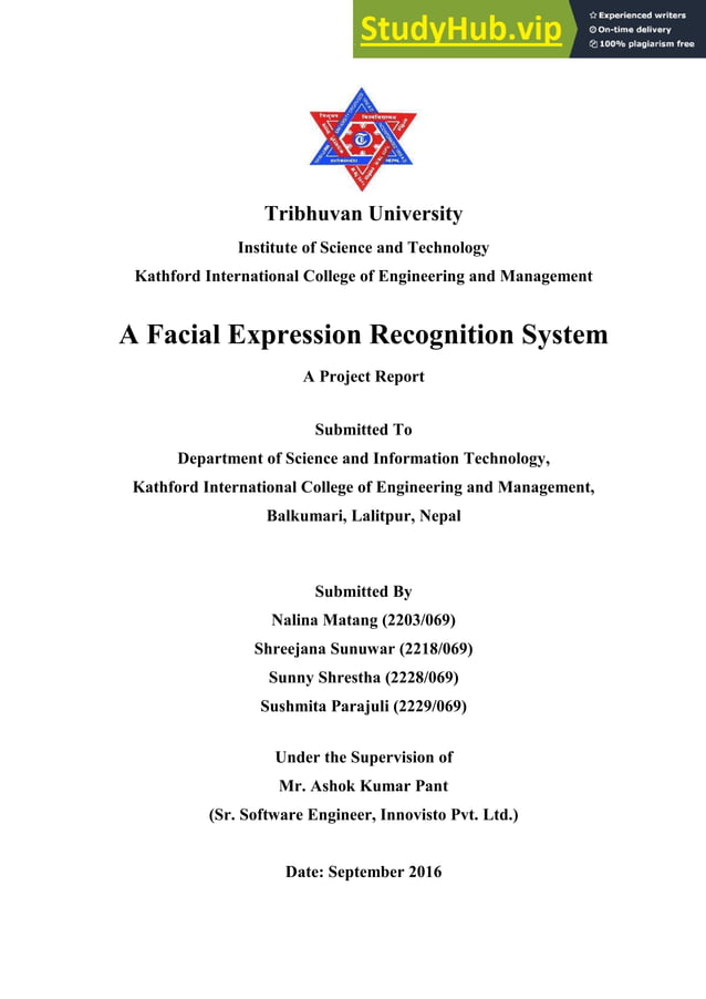 A Facial Expression Recognition System A Project Report | PDF