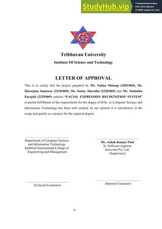 A Facial Expression Recognition System A Project Report | PDF